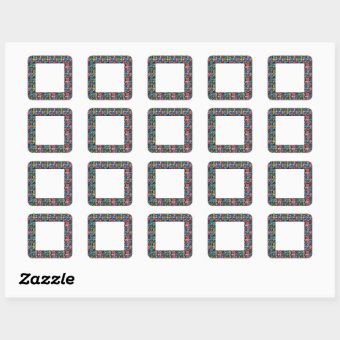 Amazing Grace: BORDER FRAME GEM PEARL JEWELS Square Sticker | Zazzle