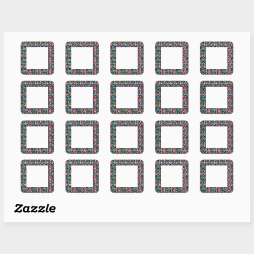 Amazing Grace: BORDER FRAME GEM PEARL JEWELS Square Sticker | Zazzle