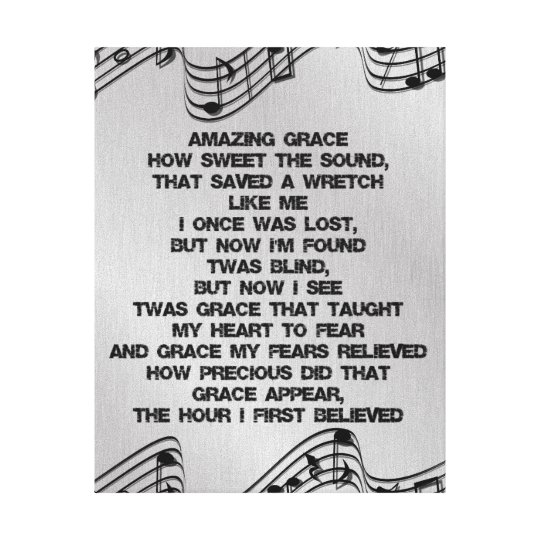 Amazing Grace Christian Hymn Lyrics Canvas Print | Zazzle.com