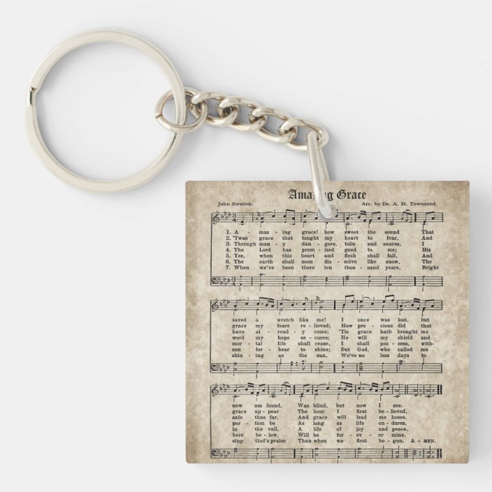 Amazing Grace Vintage Hymn Sheet Music Keychain | Zazzle.com
