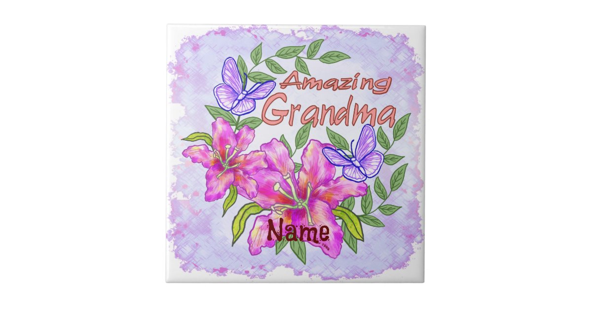 Amazing Grandma custom name Ceramic Tile | Zazzle
