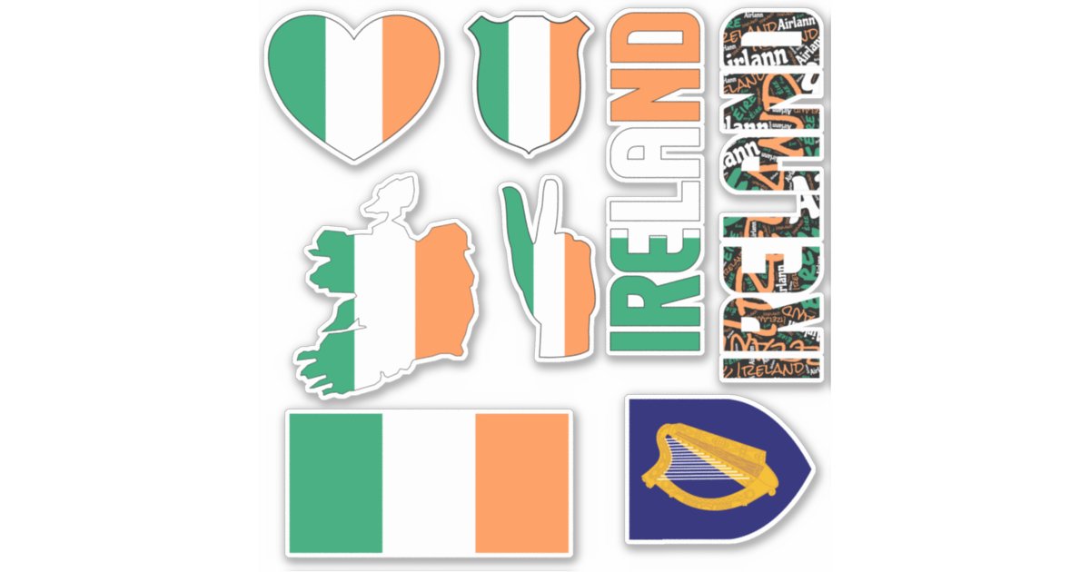 Amazing Ireland Shapes National Symbols Sticker | Zazzle