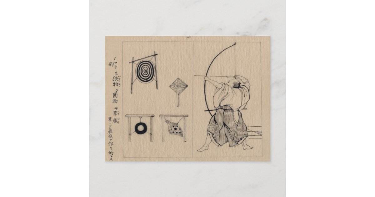Amazing Japanese Archer Drawing circa 1878 Postcard | Zazzle