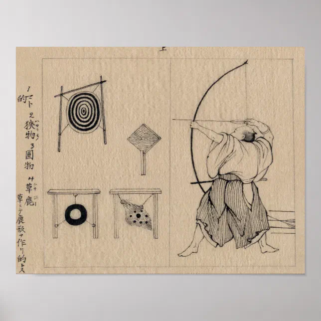 Amazing Japanese Archer Drawing circa 1878 Poster | Zazzle