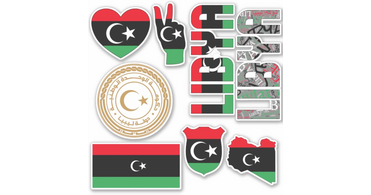 Amazing Libya Shapes National Symbols Sticker | Zazzle
