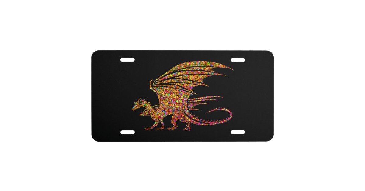 Amazing Mosaic Dragon License Plate | Zazzle