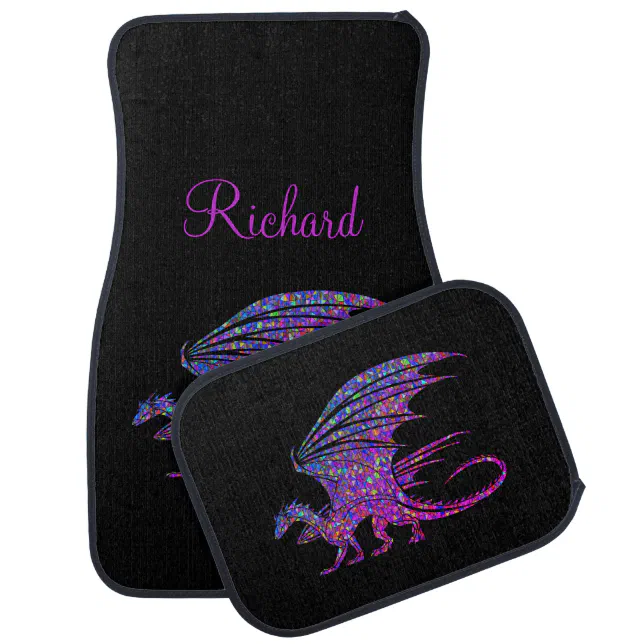 Amazing Mosaic Dragon Personal Black Car Floor Mat | Zazzle