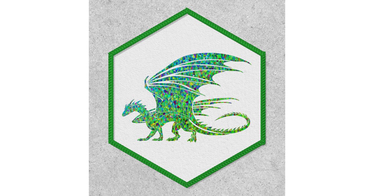 Amazing Mosaic Green Dragon Patch | Zazzle
