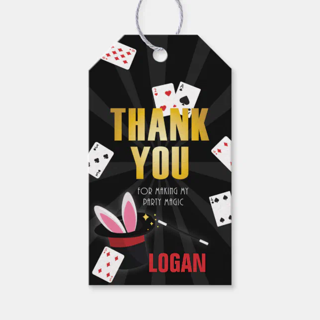Amazing Name Magician Birthday Thank You Favor Gift Tags | Zazzle
