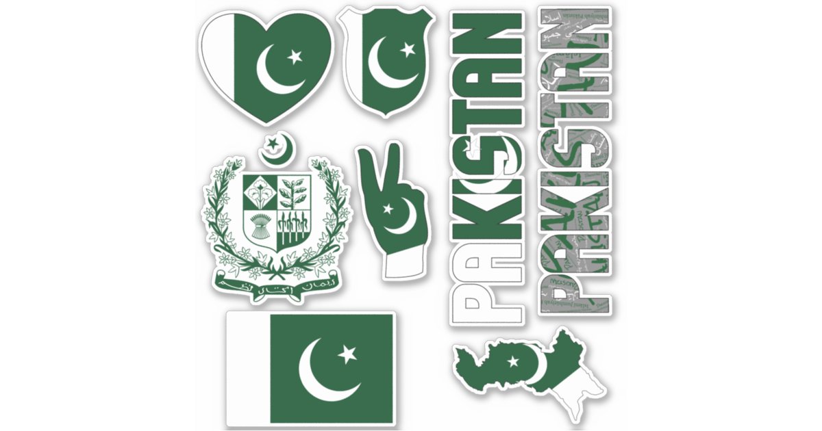 Amazing Pakistan Shapes National Symbols Sticker | Zazzle