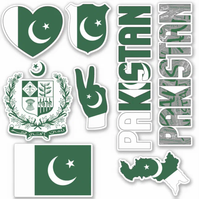 Amazing Pakistan Shapes National Symbols Sticker | Zazzle