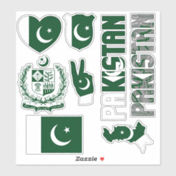 Amazing Pakistan Shapes National Symbols Sticker | Zazzle