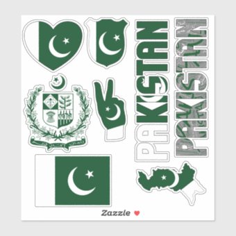 Amazing Pakistan Shapes National Symbols Sticker | Zazzle