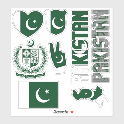 Amazing Pakistan Shapes National Symbols Sticker | Zazzle