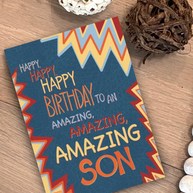 Amazing Son Birthday Modern Inspirivity Card | Zazzle