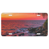 Amazing Tropical Ocean Palm Sunset Dream License Plate | Zazzle