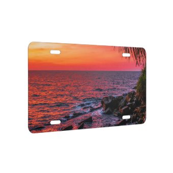 Amazing Tropical Ocean Palm Sunset Dream License Plate | Zazzle