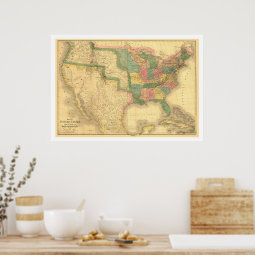 Amazing US America Map 1839 Poster | Zazzle