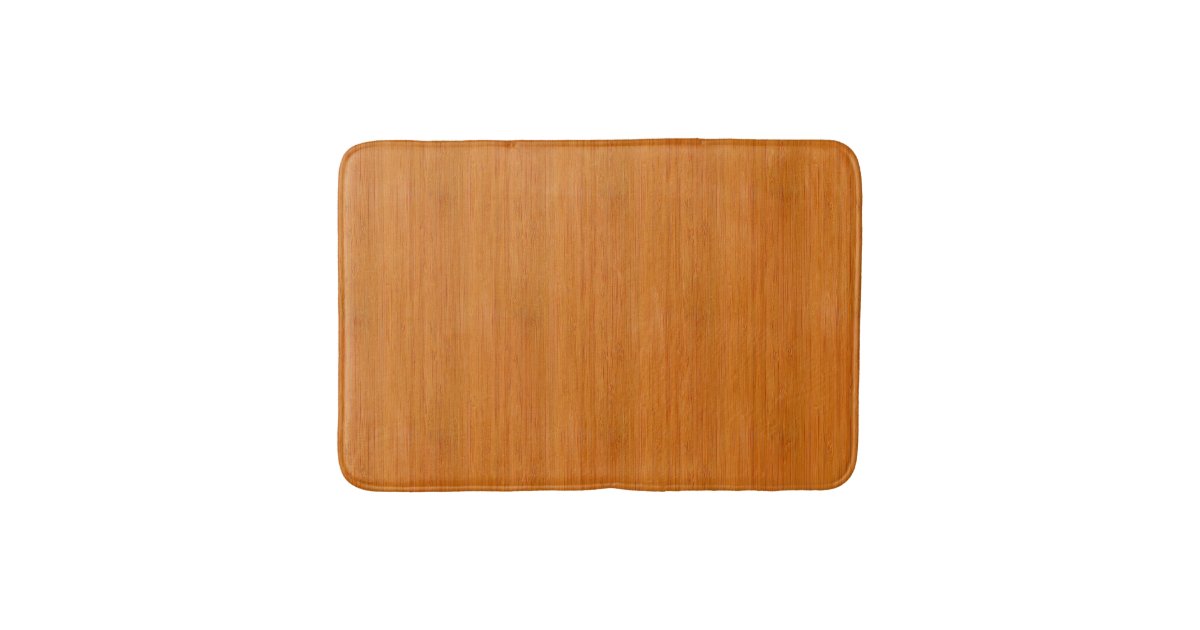 Amber Bamboo Wood Grain Look Bath Mat | Zazzle