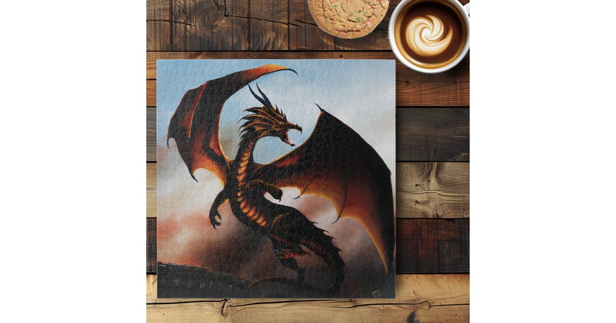 Amber Dragon Fantasy Jigsaw Puzzle | Zazzle