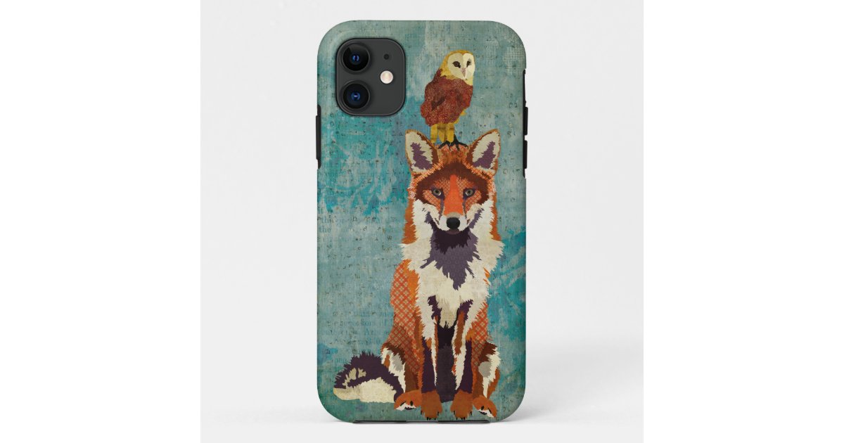 Amber Fox & Owl Blue Rose Case | Zazzle