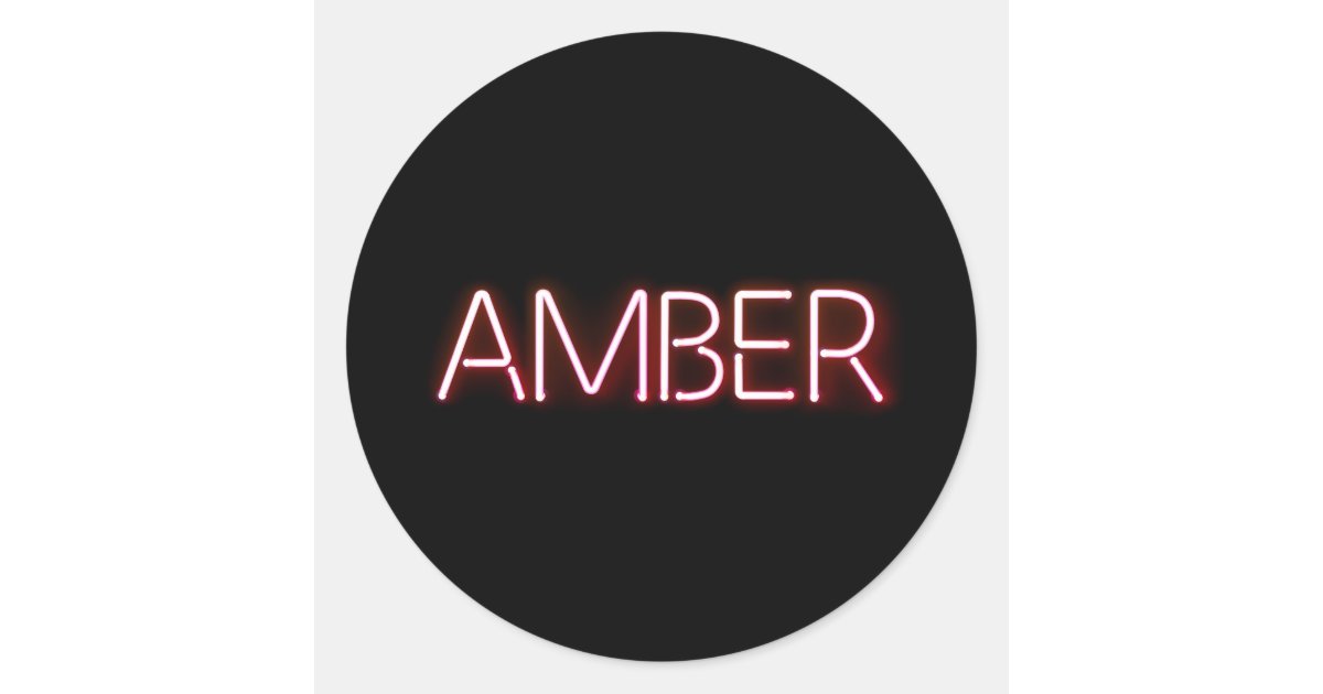 Amber name in glowing neon lights novelty classic round sticker | Zazzle