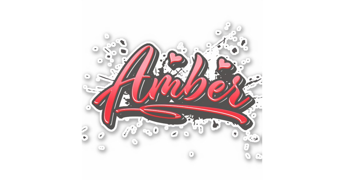 Amber red Heart Graffiti sticker | Zazzle