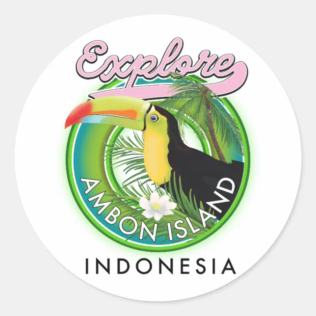 Ambon Island Indonesia travel logo Classic Round Sticker | Zazzle