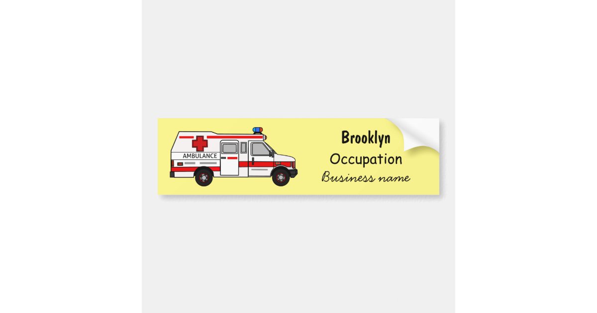 Ambulance cartoon illustration bumper sticker | Zazzle