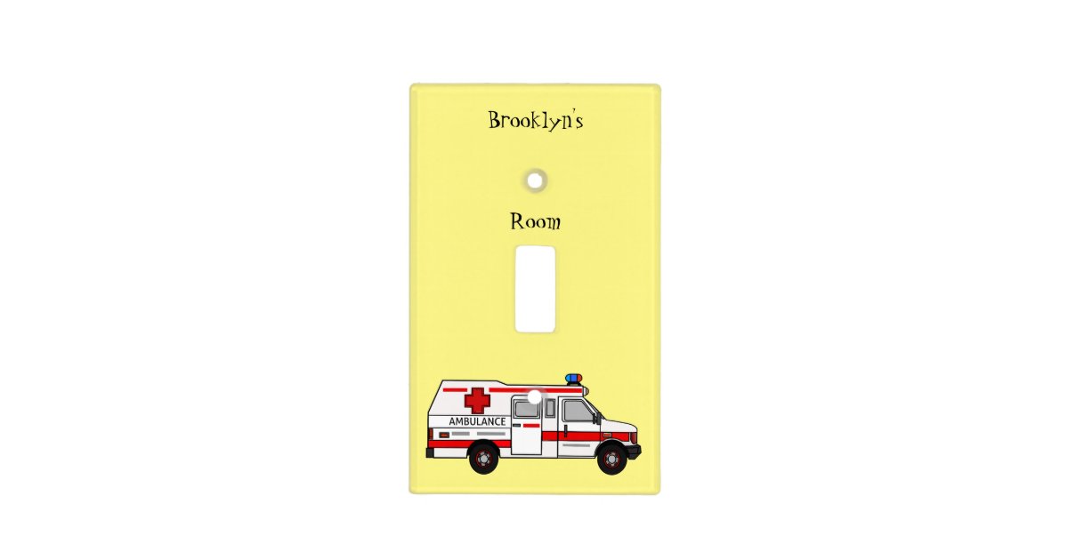 Ambulance cartoon illustration light switch cover | Zazzle