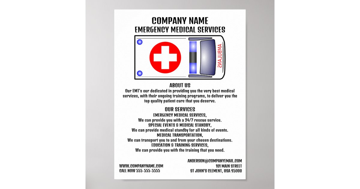 Ambulance Design, EMT, Paramedic Poster | Zazzle