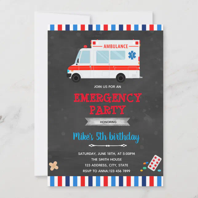 Ambulance emergency transportation invitation | Zazzle