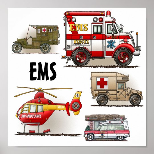 Ambulance EMS Vehicles Poster | Zazzle.com