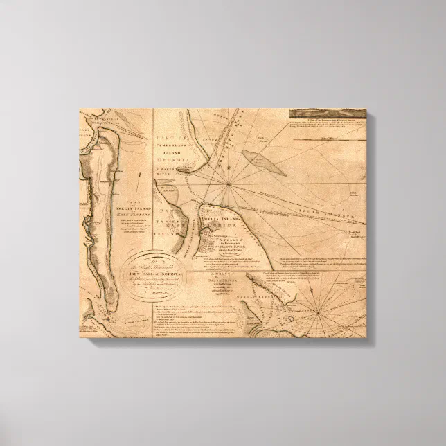 Amelia Island, Florida 1770 map Canvas Print | Zazzle
