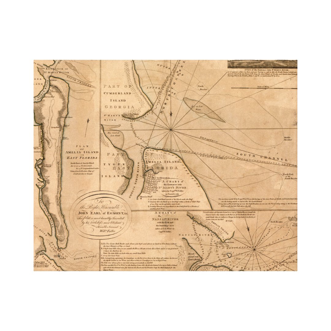 Amelia Island, Florida 1770 map Canvas Print | Zazzle