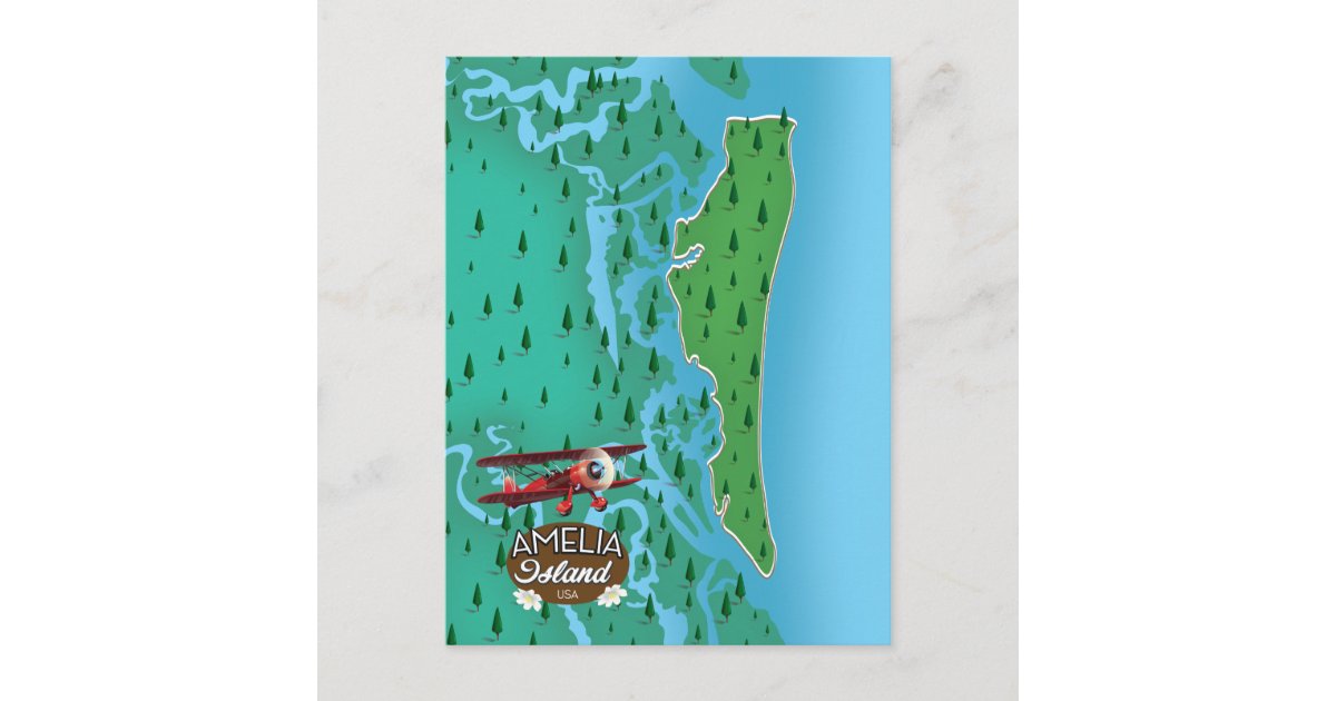 Amelia Island Florida travel map. Postcard | Zazzle