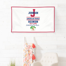 America Family Reunion Red, White, Blue Celebrate Banner | Zazzle
