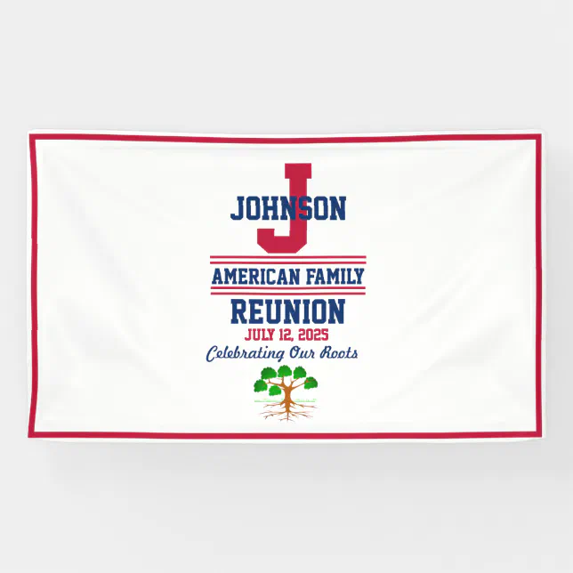 America Family Reunion Red, White, Blue Celebrate Banner | Zazzle
