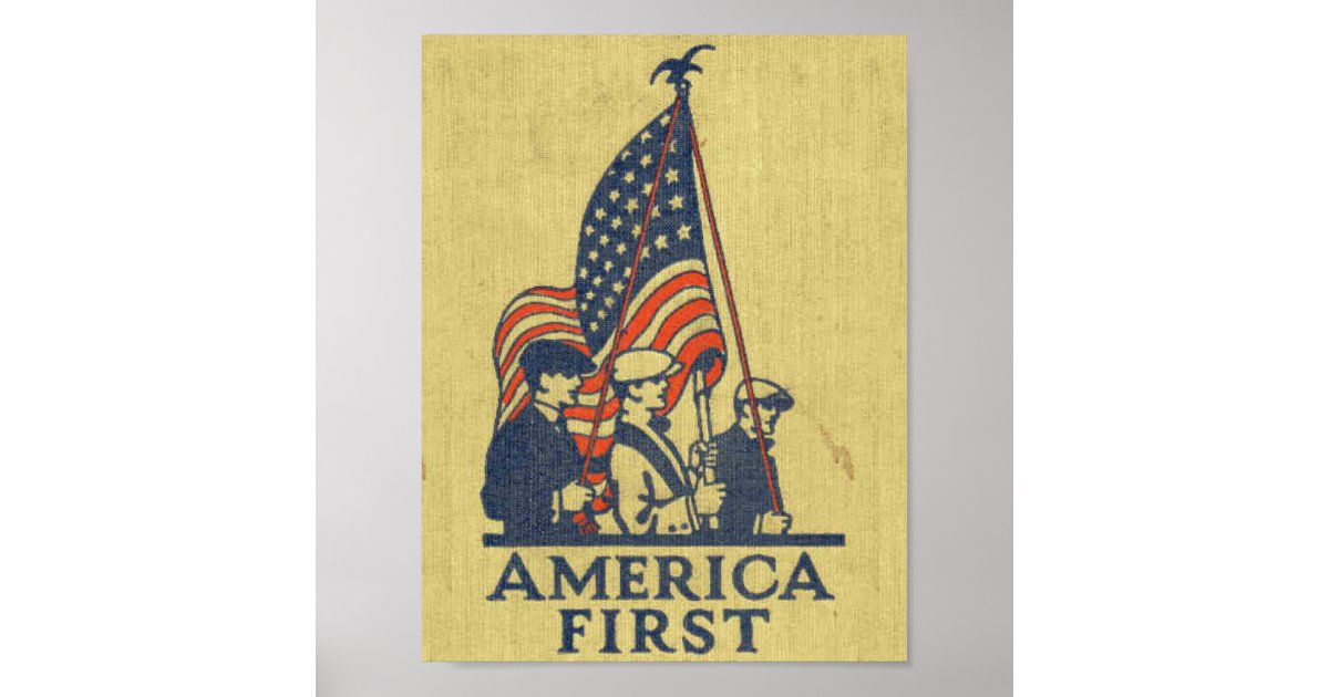America First Patriots American Flag Vintage USA Poster | Zazzle