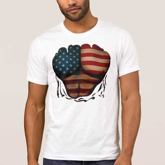 America Flag Muscles Body Ripped Funny Patriotic T-Shirt | Zazzle.com
