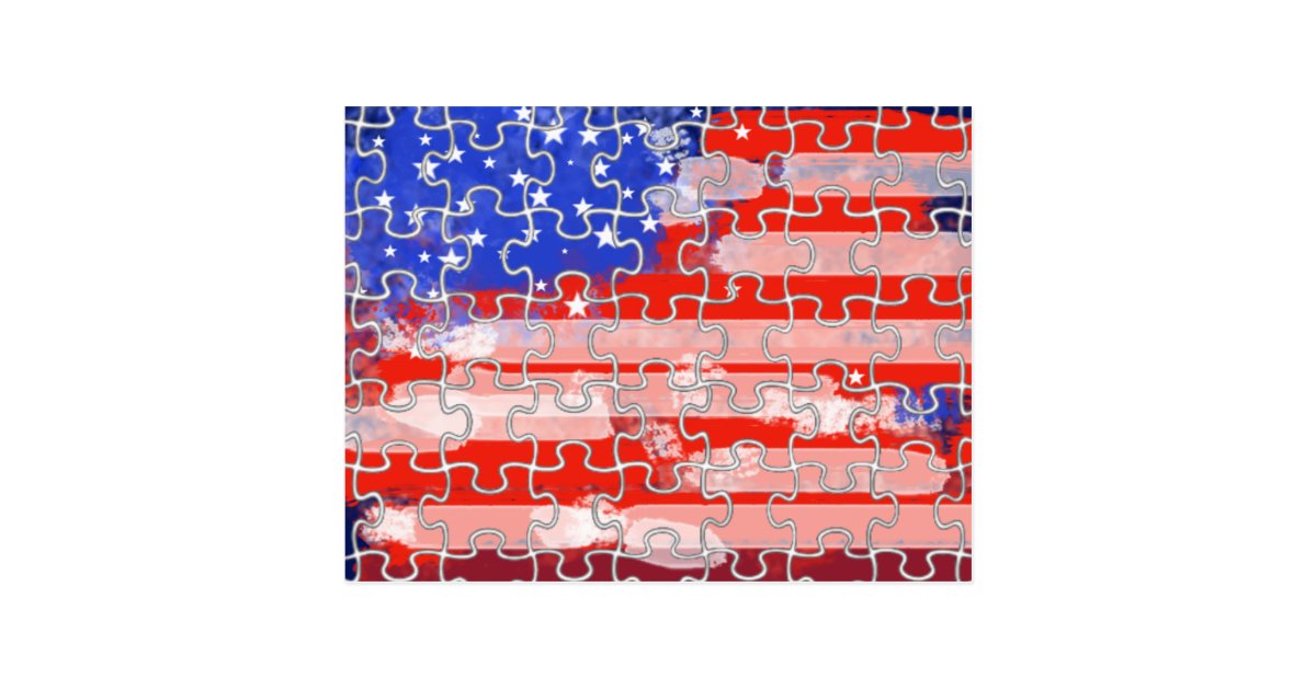 america flag puzzle postcard | Zazzle.com