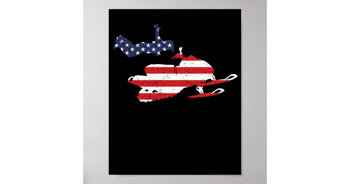 America flag snowmobile USA snow winter Poster | Zazzle