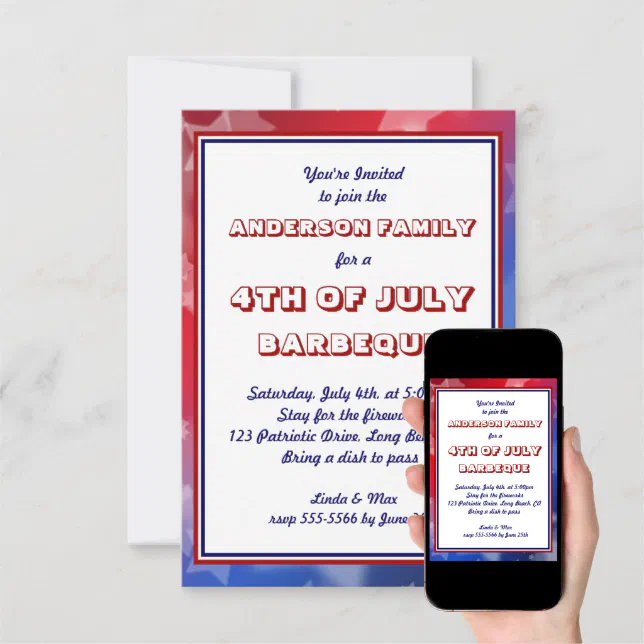 America Patriotic Event Occasion Custom Invitation | Zazzle