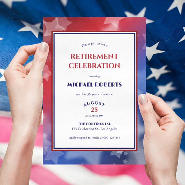 America Patriotic Military Retirement Party Invitation | Zazzle
