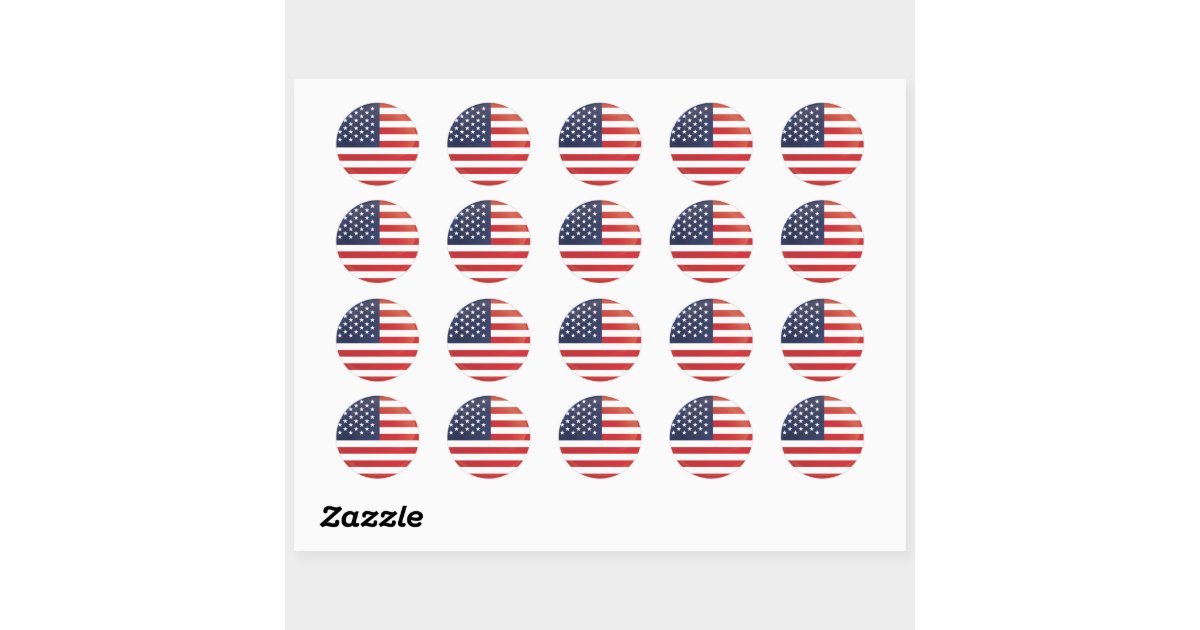 America Round Icon Flag Classic Round Sticker | Zazzle