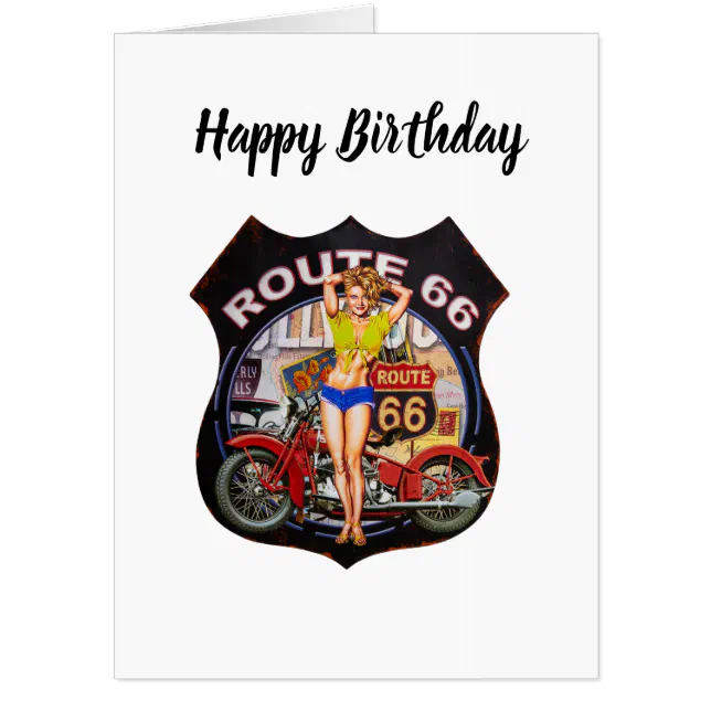 America route 66 with a motorcycle card | Zazzle