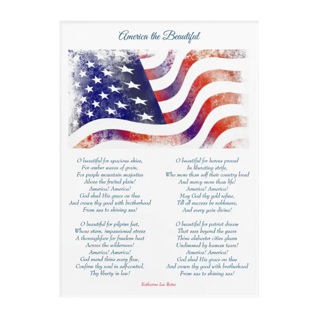 America the Beautiful, Patriotic Acrylic Print | Zazzle