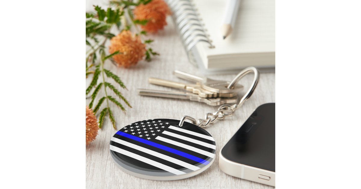 America Thin Blue Line Symbol Keychain | Zazzle