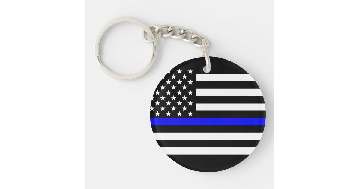 America Thin Blue Line Symbol Keychain | Zazzle