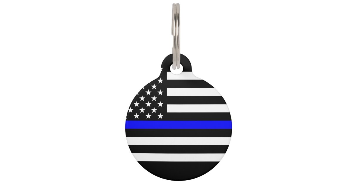 America Thin Blue Line Symbol Pet ID Tag | Zazzle